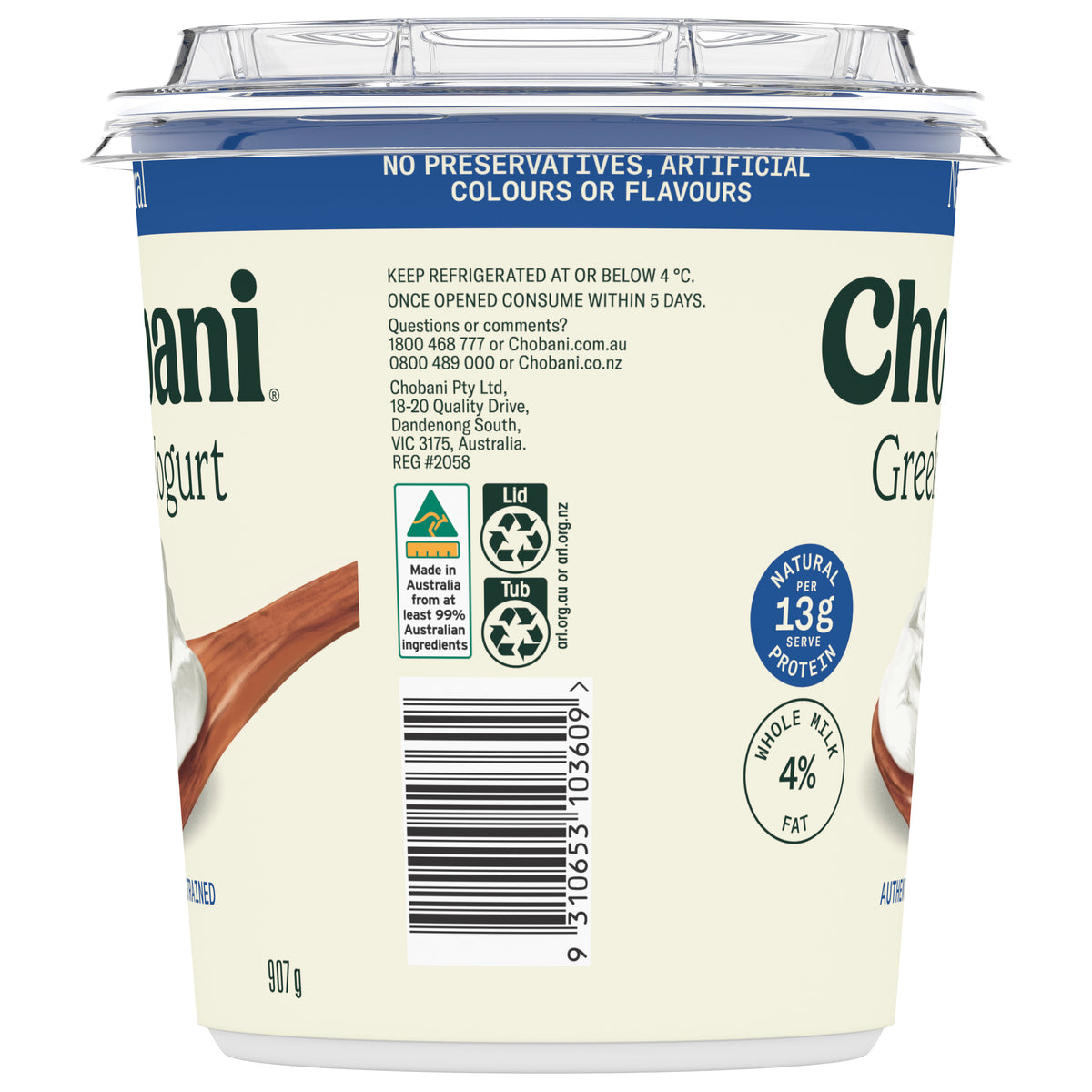 Chobani Natural Greek Yogurt 907g